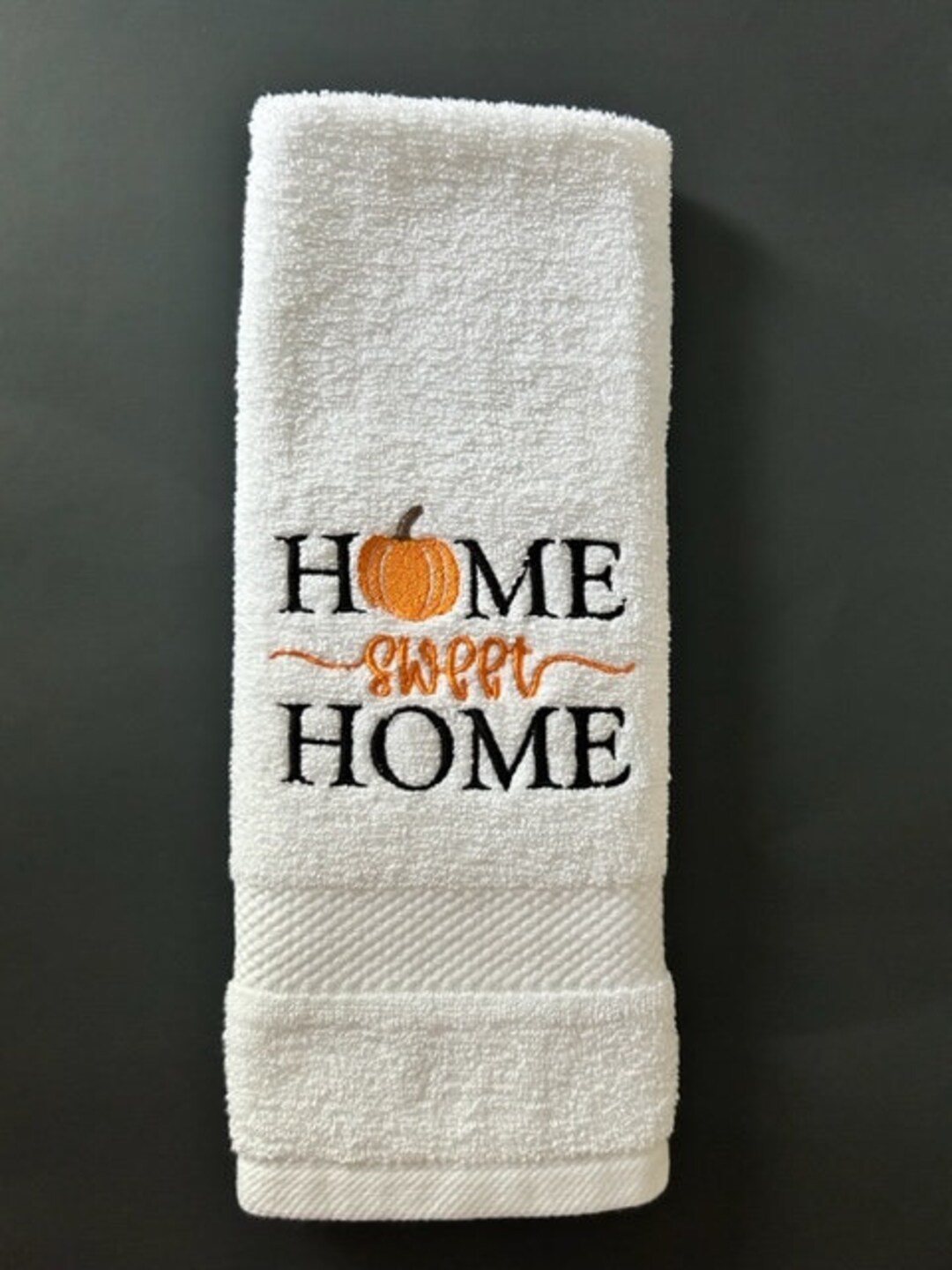 Fall Hand Towel, Autumn Embroidered Towel, Harvest Bath Decor, Seasonal ...