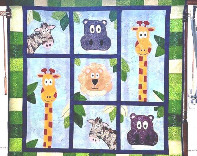 Baby Quilt, Baby Gift, Zoo Animals Baby Quilt, Baby Shower, Handmade ...