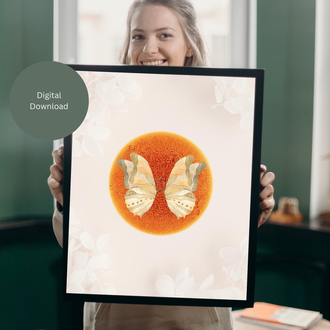 Living Room Printable Butterfly Kiss Poster,bedroom Butterly Printable ...