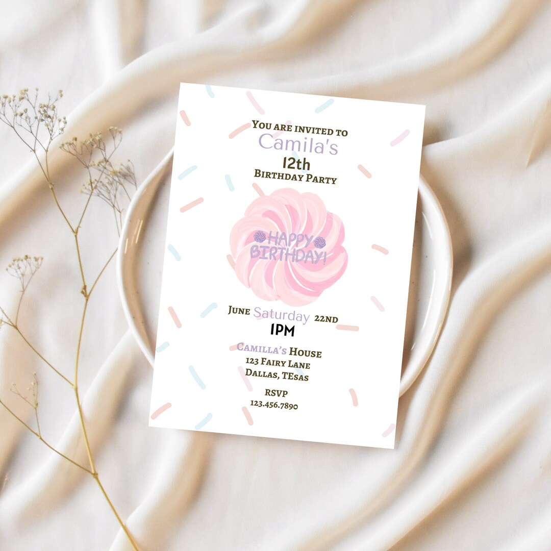Birthday Sprinkles Invitation, Birthday Cupcake Invitation Template ...