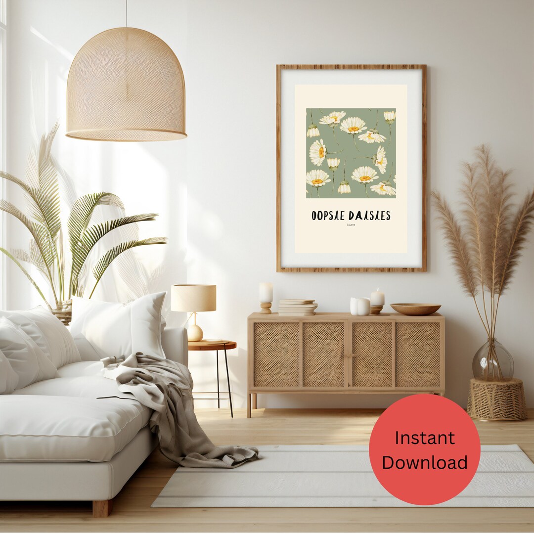 Oopsie Daisies Poster, Oopsie Daisies Wall Art, Retro Bar Art, Daisies ...