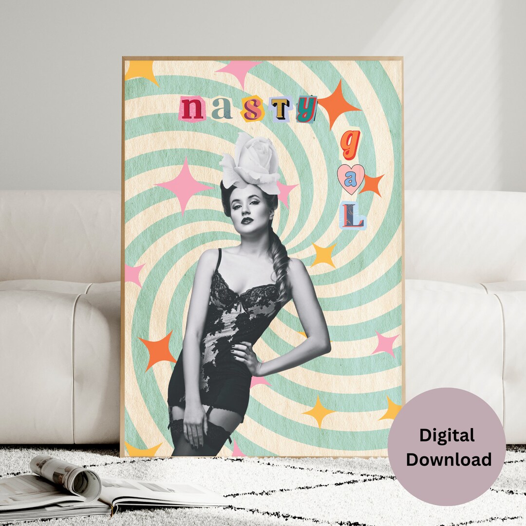 Pinup Girl Retro,nasty Gal Digital Wall Art,powder Room Wall Art ...