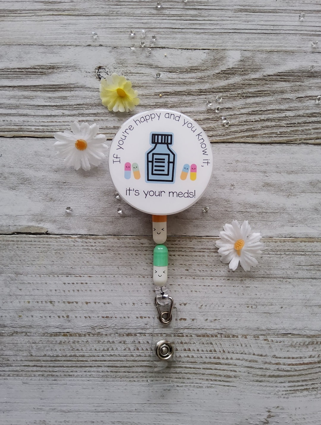 Nurse Funny Badge Reel Cute Nurse Badge Reel Retractable Badge Clip ...