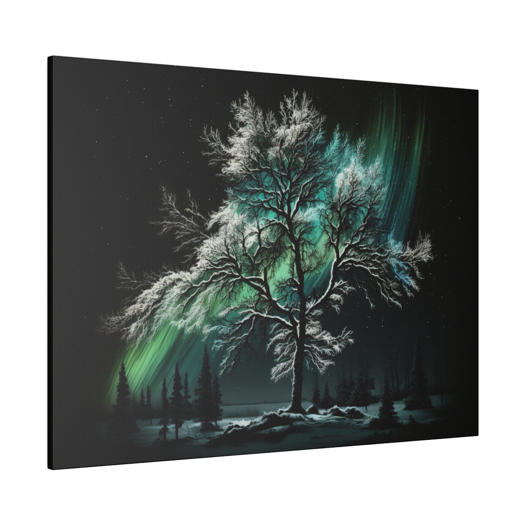 Tree Art Northern Lights Aurora Borealis Wall Art Nature Decor Modern ...