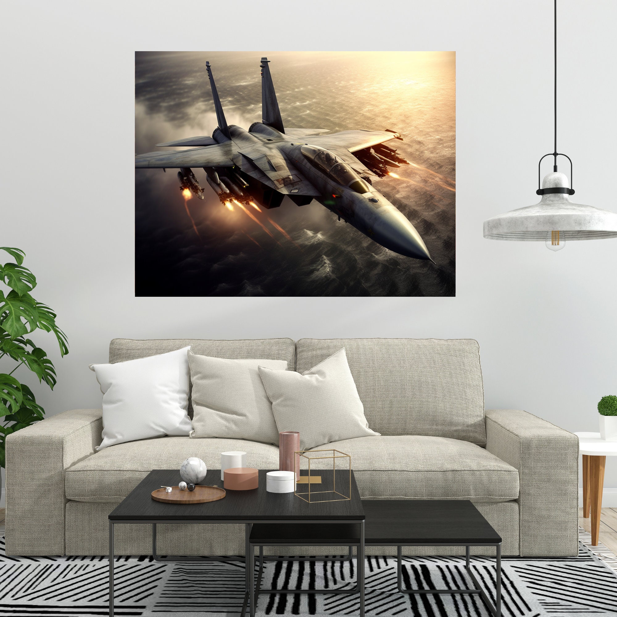 Fighter Jet Military Jet Modern Wall Art House Warming Gift Bedroom ...