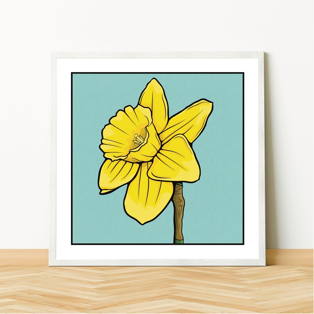 A Single Daffodil (facing Left) Art Print / Poster Printed on Quality ...