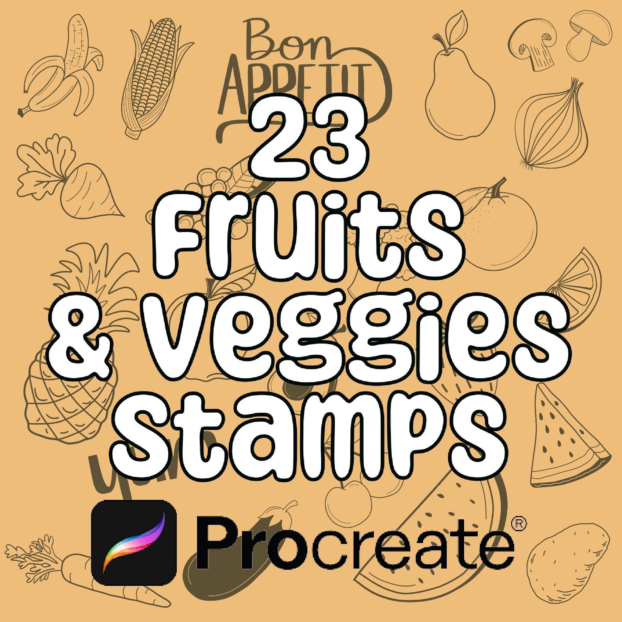 Fruits and Vegetables Procreate Stamp Set - Etsy