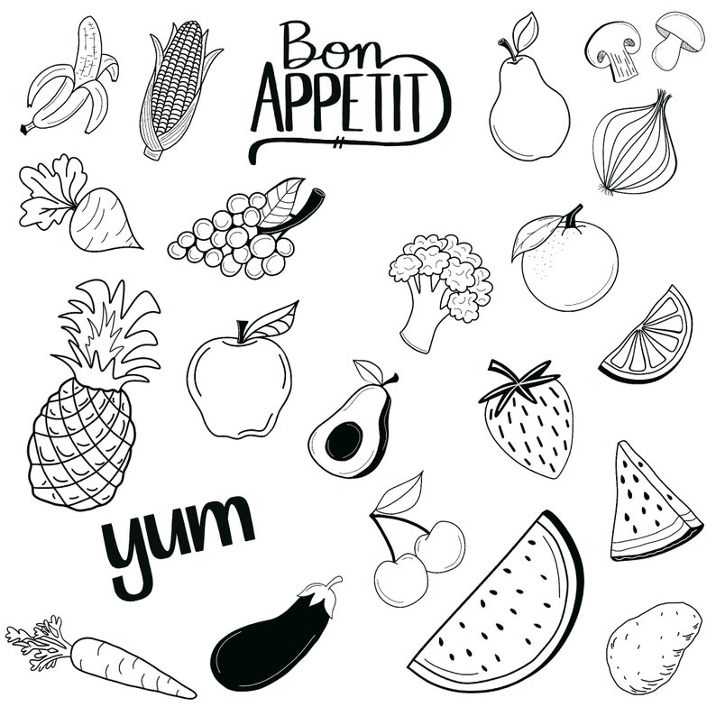 Fruits and Vegetables Procreate Stamp Set - Etsy