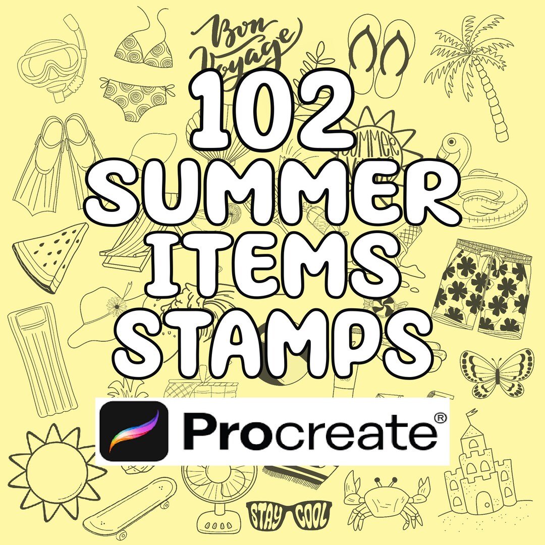Summer Procreate Stamps Set: 102 Brush Stamps (digital Download) - Etsy