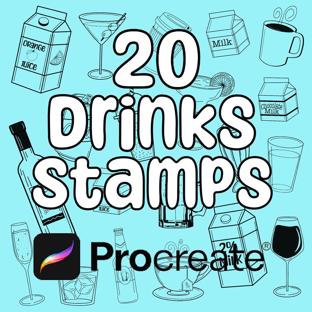 Procreate Drinks Stamp Set: 20 Beverage Doodles (digital Download) - Etsy