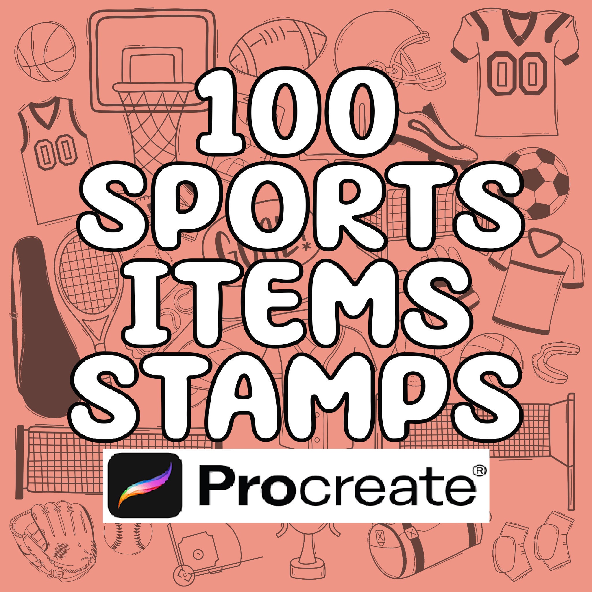Sports Items Procreate Stamps Set / Digital Download / 100 Procreate ...