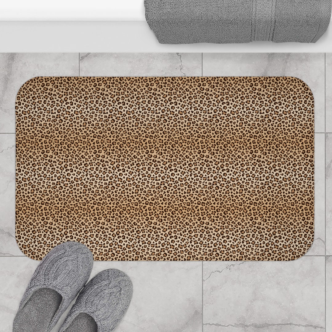 Cheetah Print Bath Mat Leopard Print Bath Mat Brown and Beige Bath Mat ...