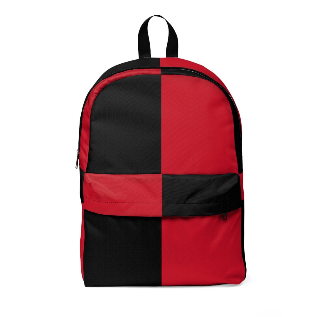 Red and Black Color Block Unisex Classic Backpack - Book Bag ...