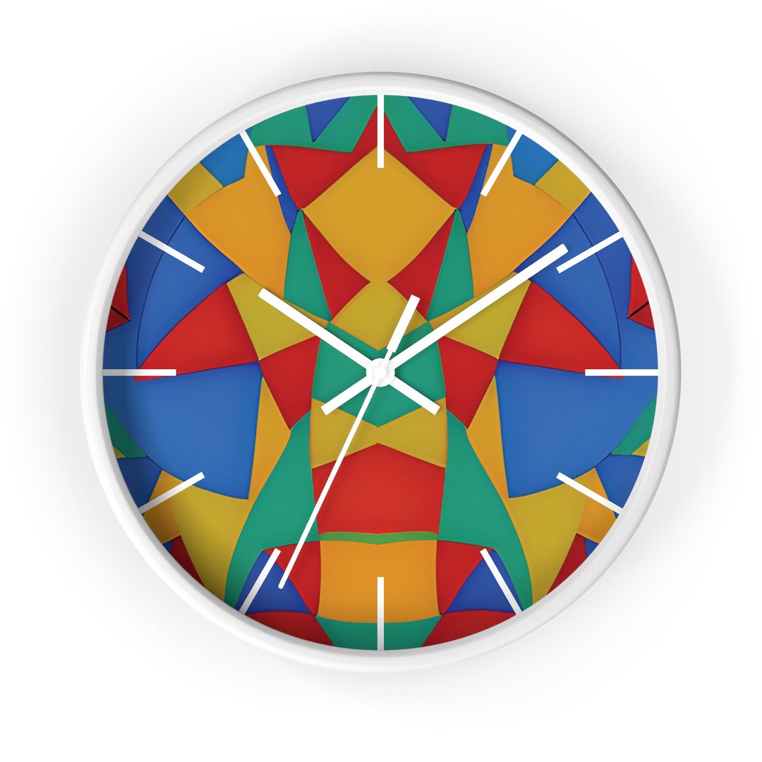 Stained Glass Window Wall Clock Abstract Art Clock Angel Art Clock ...