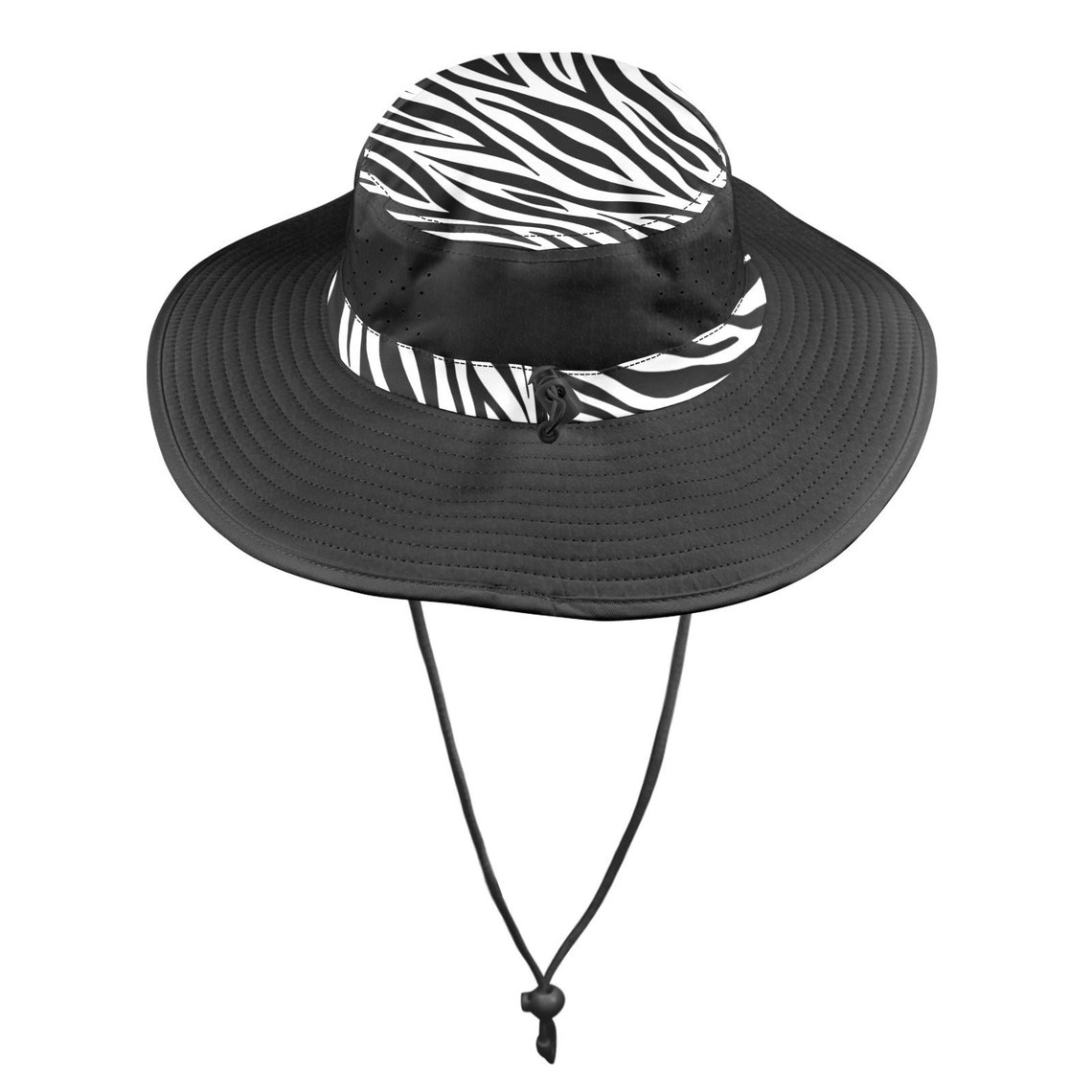Zebra Print Color Block With Midnight Black-2 Wide Brim Bucket Hat - Etsy