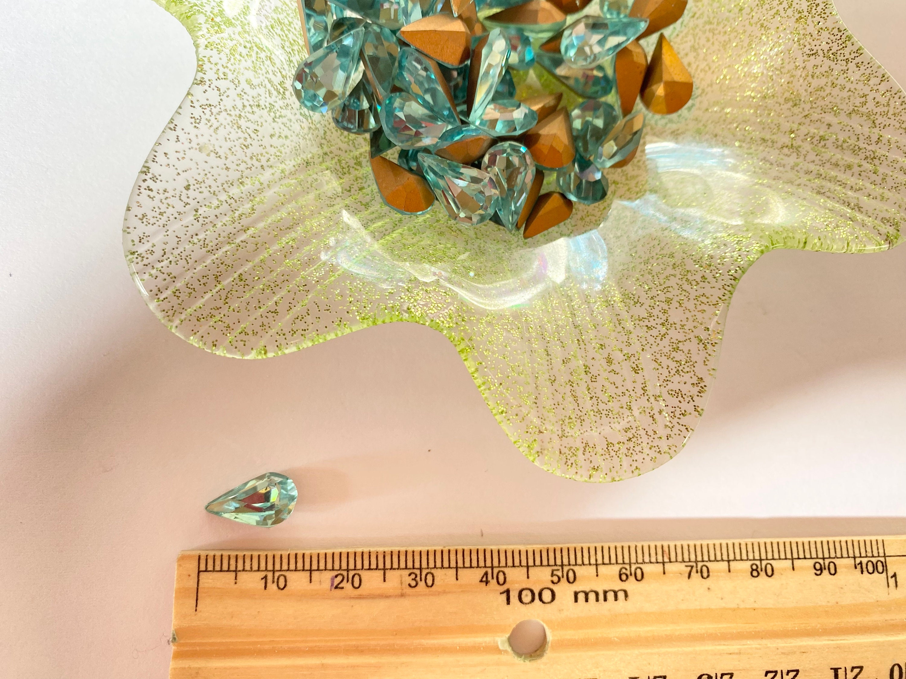 Vintage Teardrop Light Turquoise, Glass Rhinestone Crystals, Gold ...