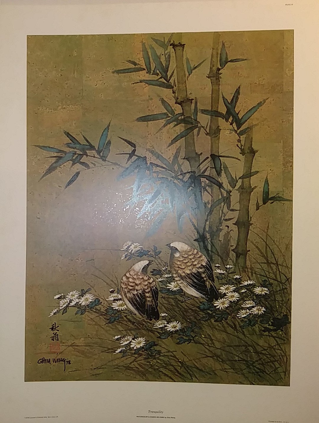 CHIU WENG "tranquility" Vintage 22x29", From Painting on Cork, 1978 ...