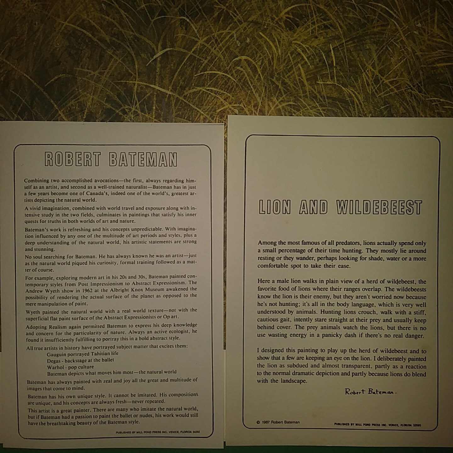 ROBERT BATEMAN "lion and Wildebeest", Signed and Numbered (#858) 1987 ...