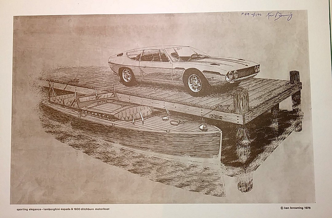 Lamborghini Espada Lithograph, Ken Browning Signed Limited Edition ...