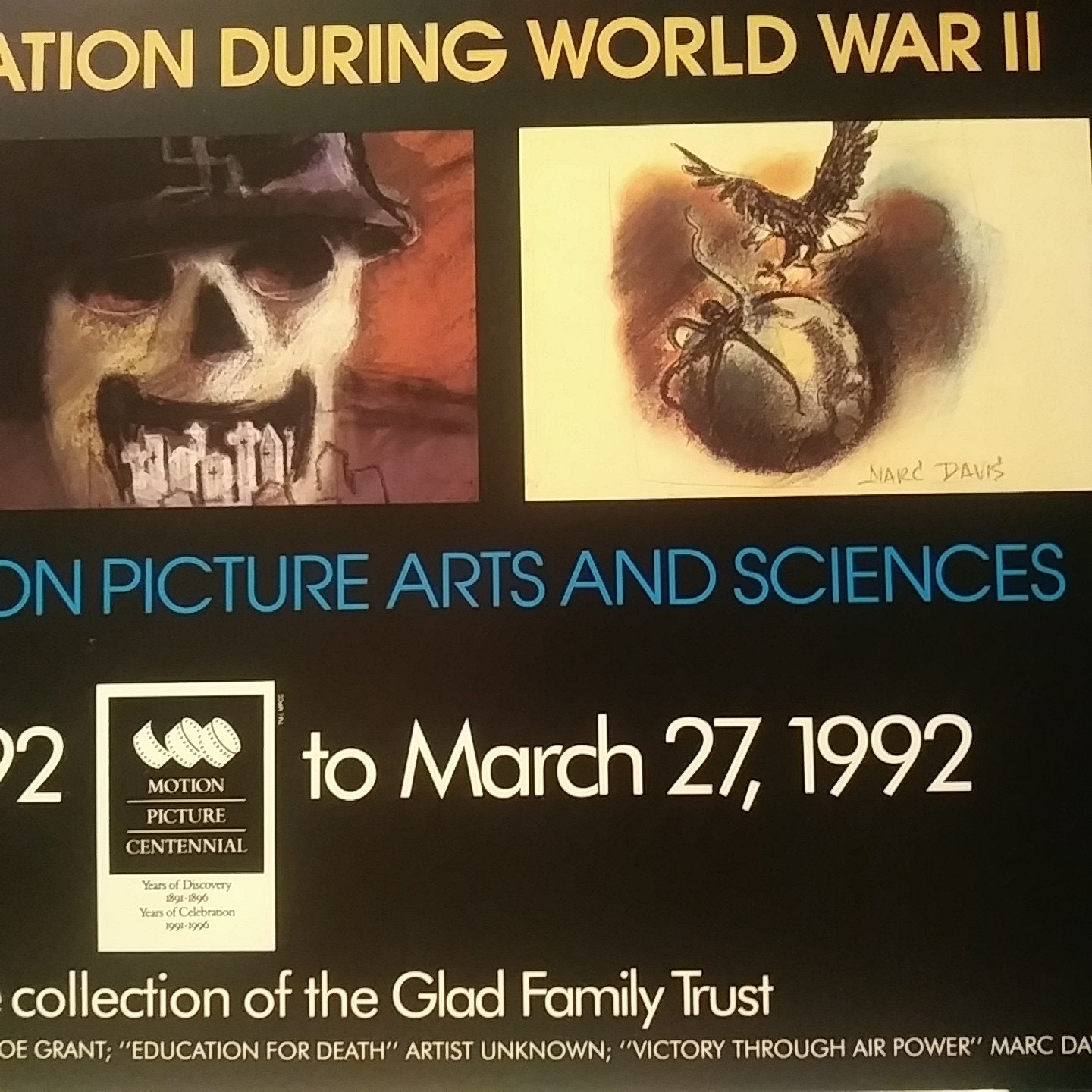 DISNEY WWII Animation Exhibition Poster, Vintage New 1992 Art of ...