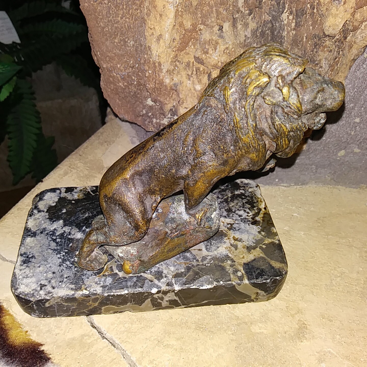 LION BRONZE SCULPTURE, rearing Lion, Casting With a Rich Patina and on ...