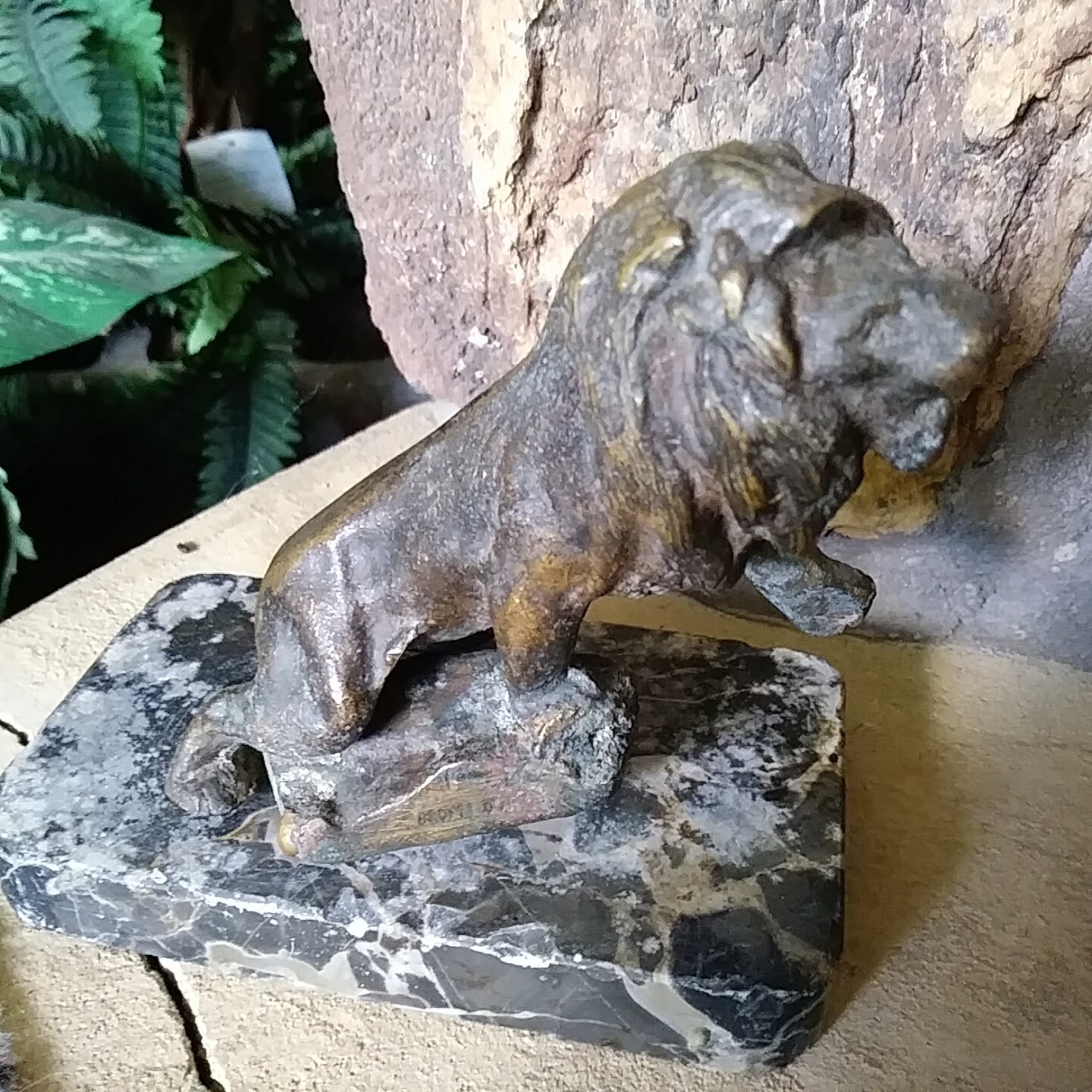 LION BRONZE SCULPTURE, rearing Lion, Casting With a Rich Patina and on ...