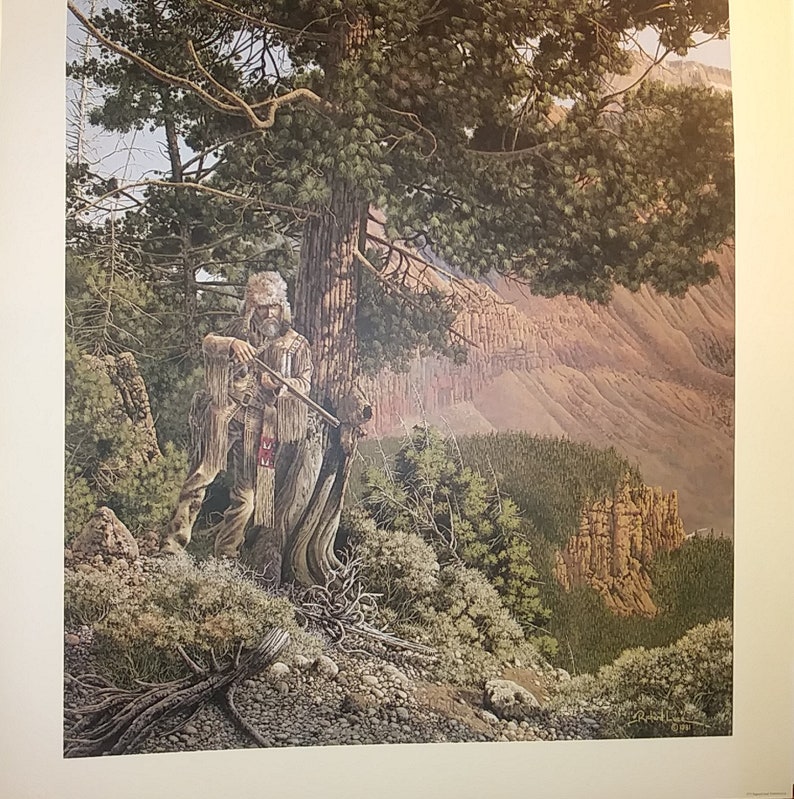 RICHARD LUCE "priming the Piece" Mountain Man Print. Signed and ...