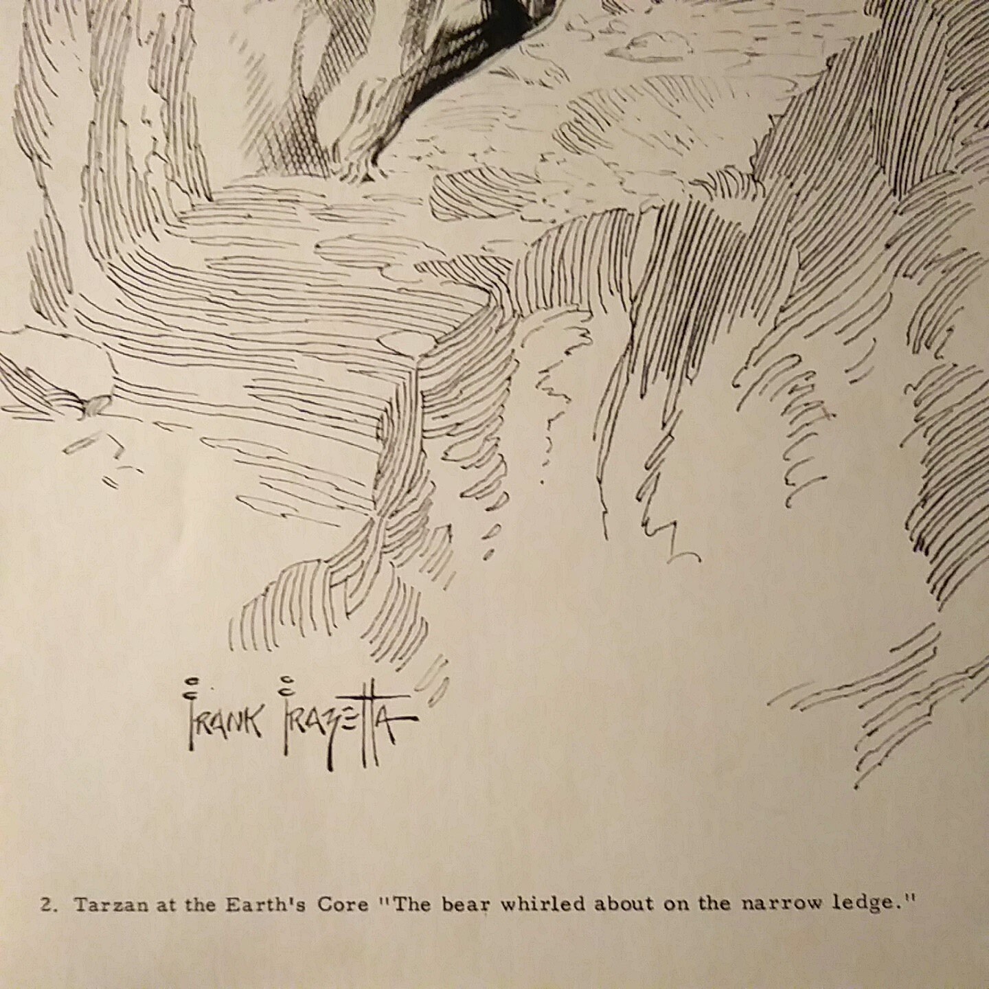 FRANK FRAZETTA "tarzan Vs. Cave Bear", Plate 2 From the 22 Plate 1973 ...