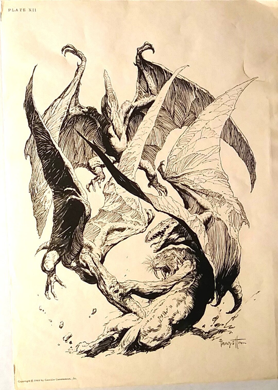 FRANK FRAZETTA "sabretooth Vs. Pterodactyls", Plate 12 From the 1968 ...