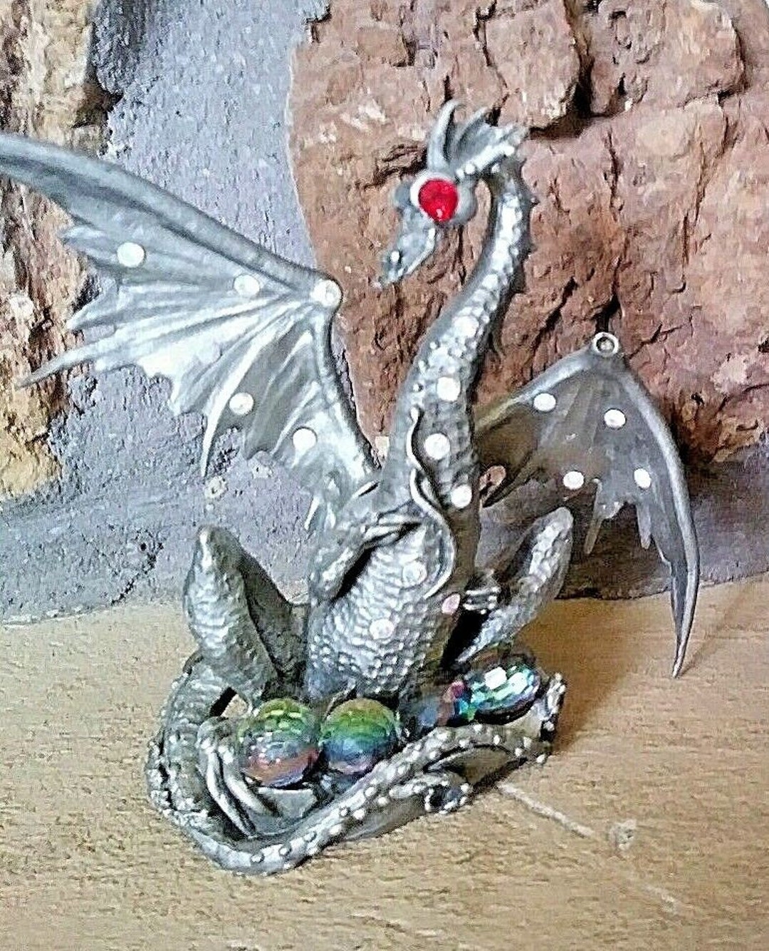 DRAGON FIGURINE Perth Pewter "dragon Mama" by James Lane Casey, 4-1/4 ...