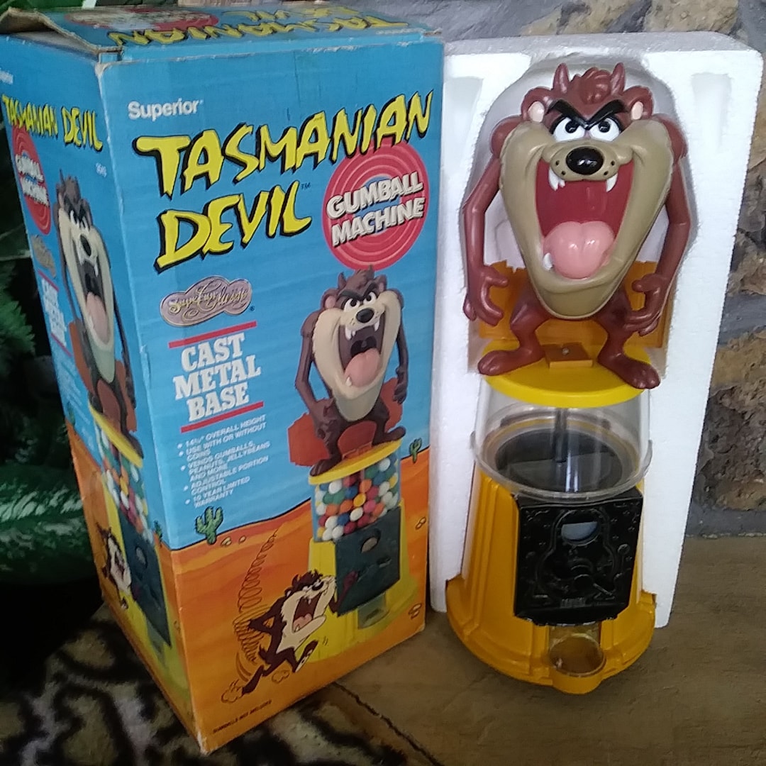 TASMANIAN DEVIL Vintage Superior Toy Gumball Machine, Large 15" Working Metal and Plastic, Near ...