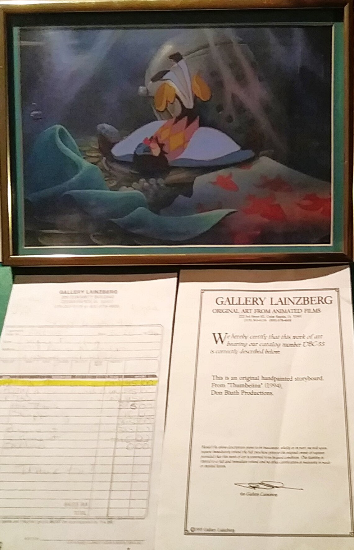THUMBELINA, Don Bluth Studios, Key Jacquimo 8x11" Storyboard Background ...