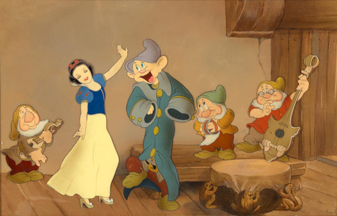 SNOW WHITE "silly Dance", Key Matching Hand-painted Production Cels on ...