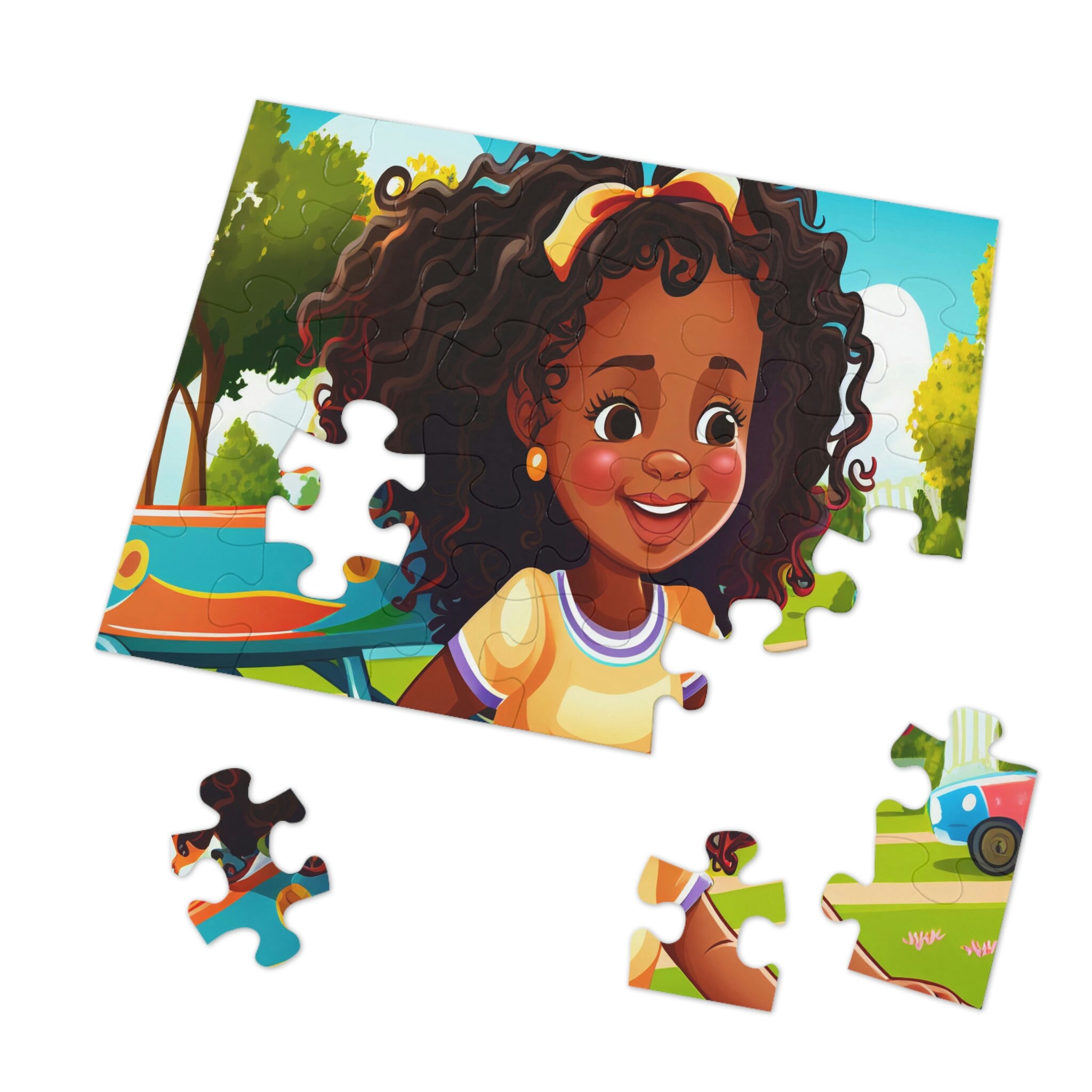 African American Puzzles Black Girl Playground Jigsaw Puzzle Kids of ...
