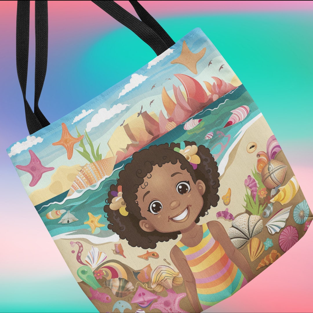 Little Girl Beach Tote Bag Girls Summer Tote Bag Black Girl Magic Beach ...