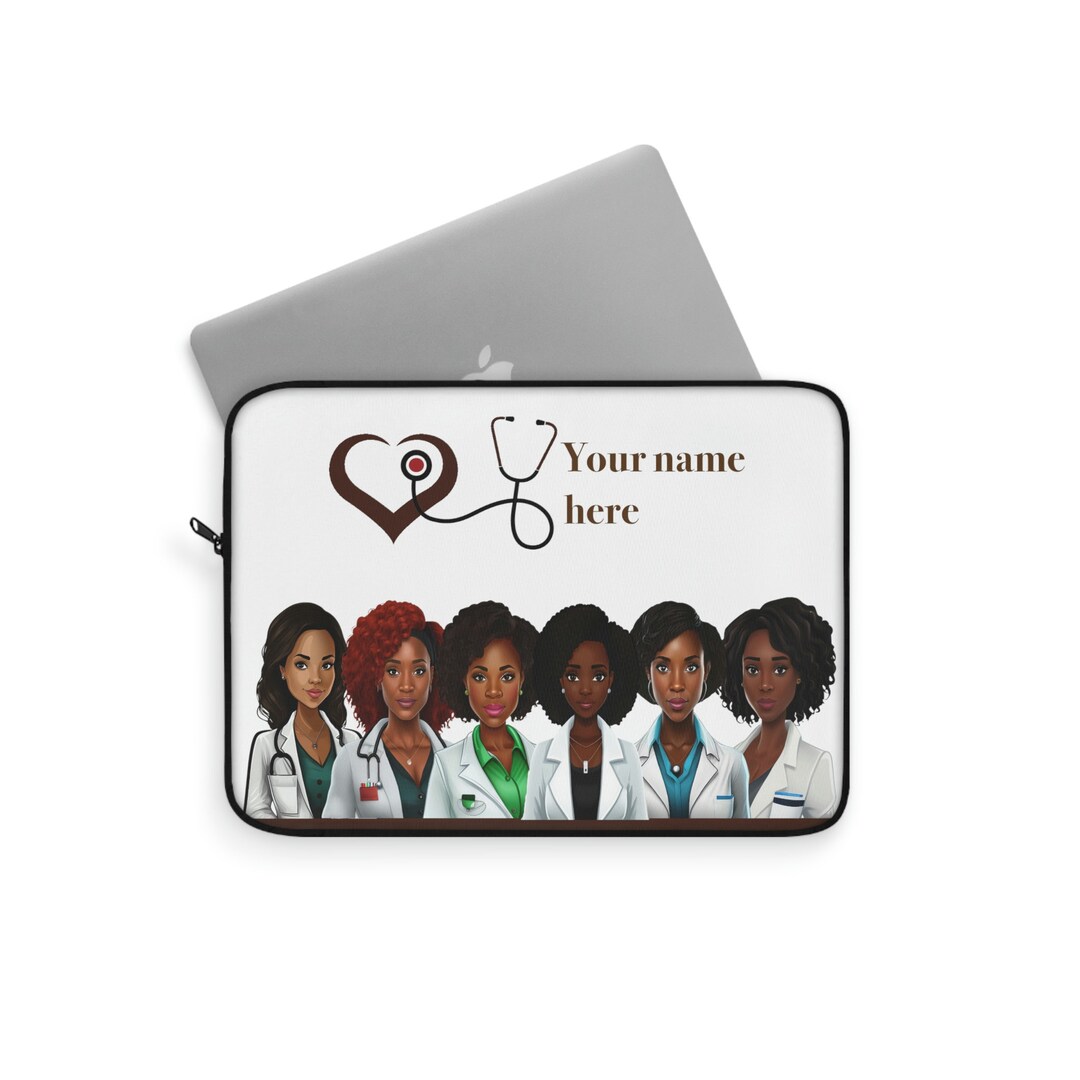Black Doctor Laptop Bag Personalized Black Female Doctor Laptop Sleeve ...