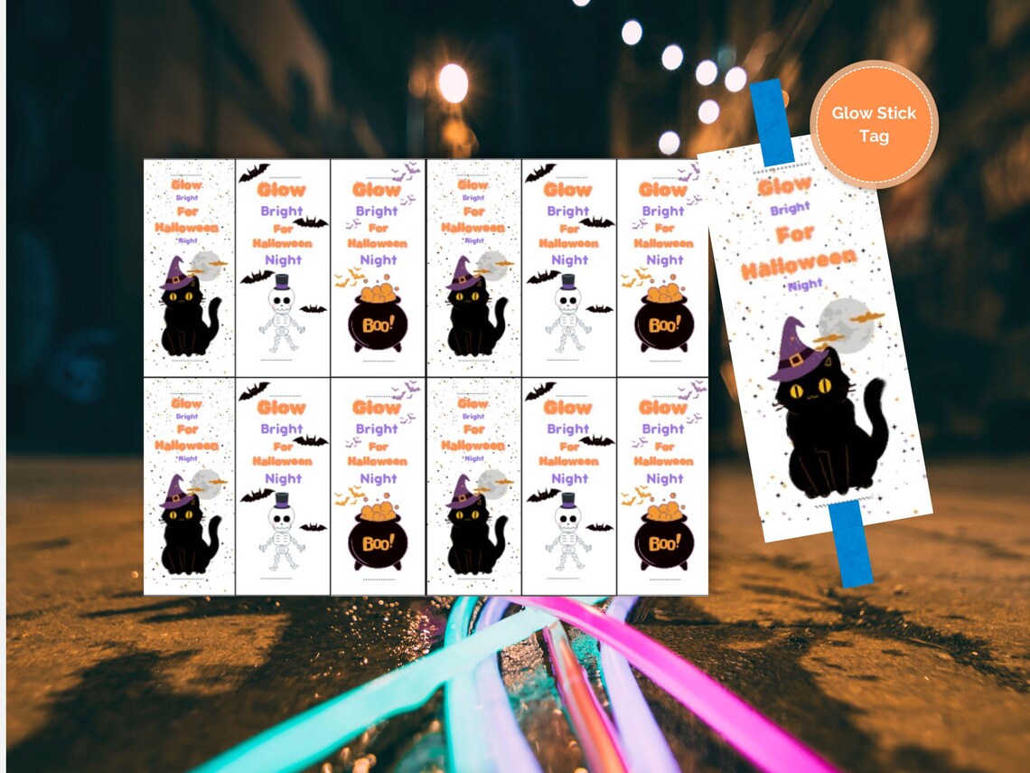 Glow Stick Tags, Halloween Tag's, Printable Tags, Glow Sticks - Etsy UK