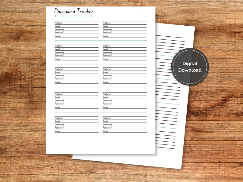 Password Tracker, Printable Tracker, Password Log, Username Tracker ...