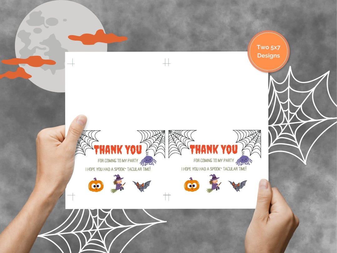 Halloween Thank You Card, Halloween Party Card, Spooky Thank You Card ...