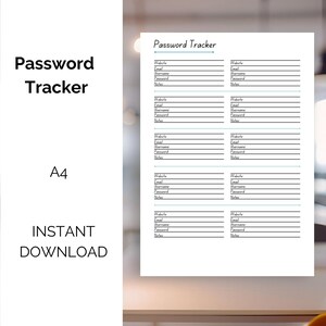 Password Tracker, Printable Tracker, Password Log, Username Tracker ...