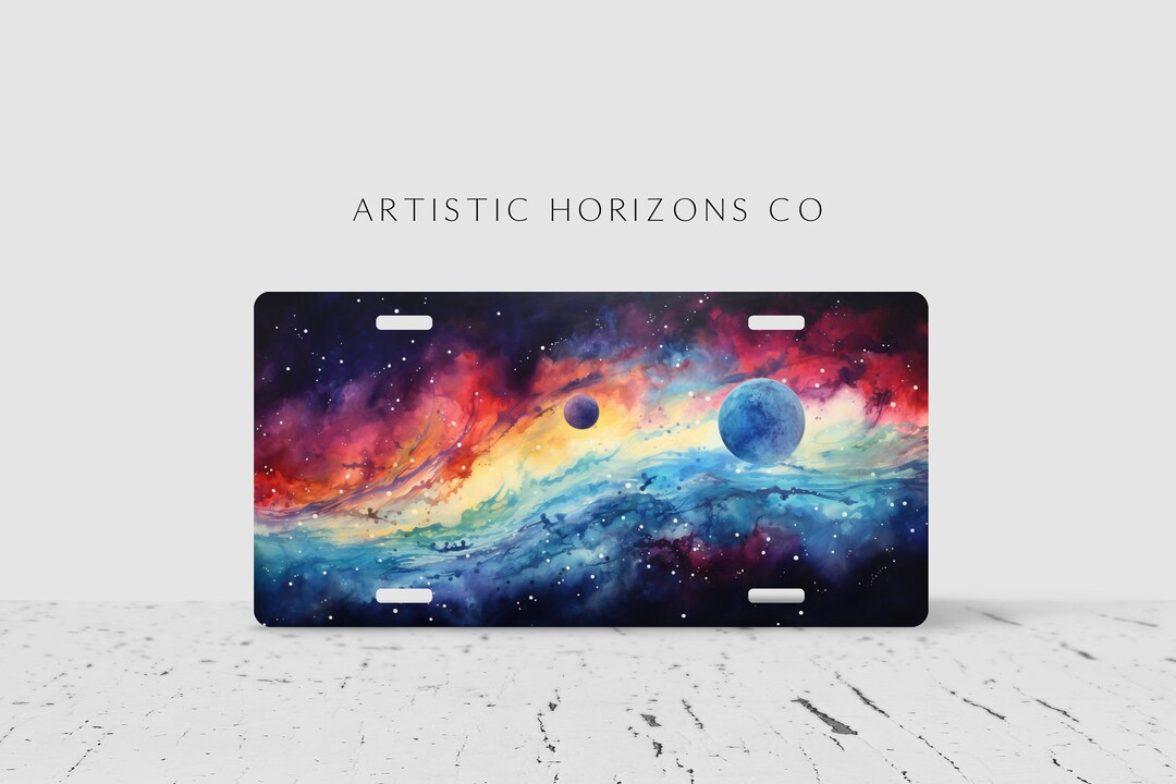 Watercolor Galaxy License Plate Sublimation Design PNG Instant Download ...
