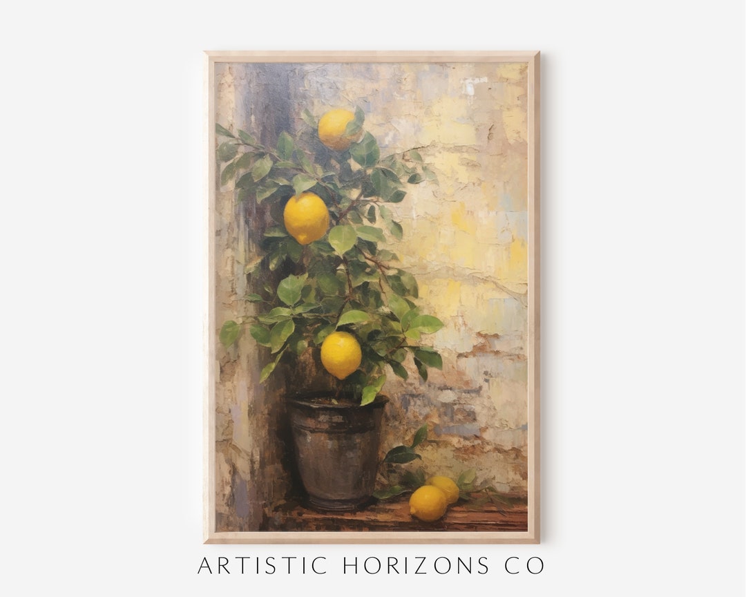 Tuscan Lemons Wall Art Poster Print Oil Painting Style Kitchen Artwork ...