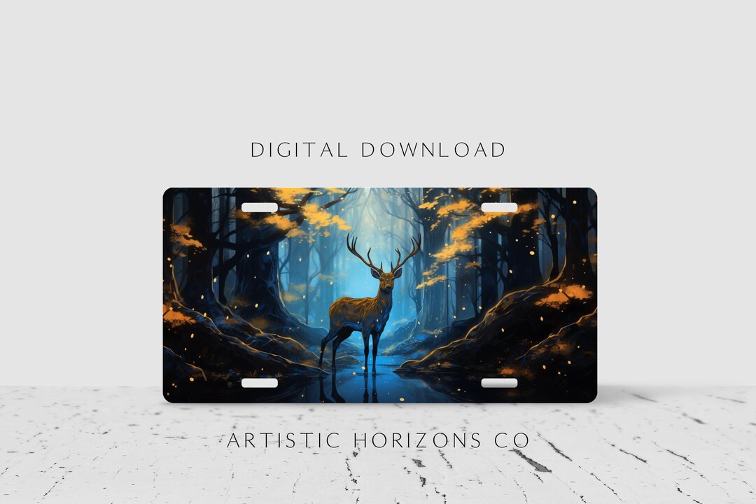 Enchanted Deer License Plate Sublimation Design PNG Instant Download ...