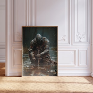 Medieval Knight Wall Art Physical Poster Print Vintage Oil Painting ...
