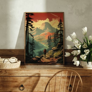 Vintage Camping Poster Wall Art Nature Poster Print Retro Style Artwork ...