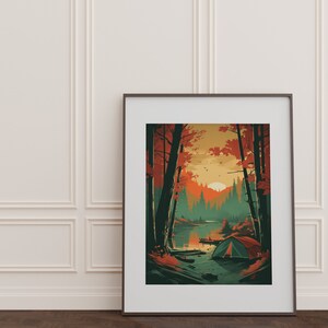 Vintage Camping Wall Art Retro Inspired Poster Print Nature Artwork - Etsy