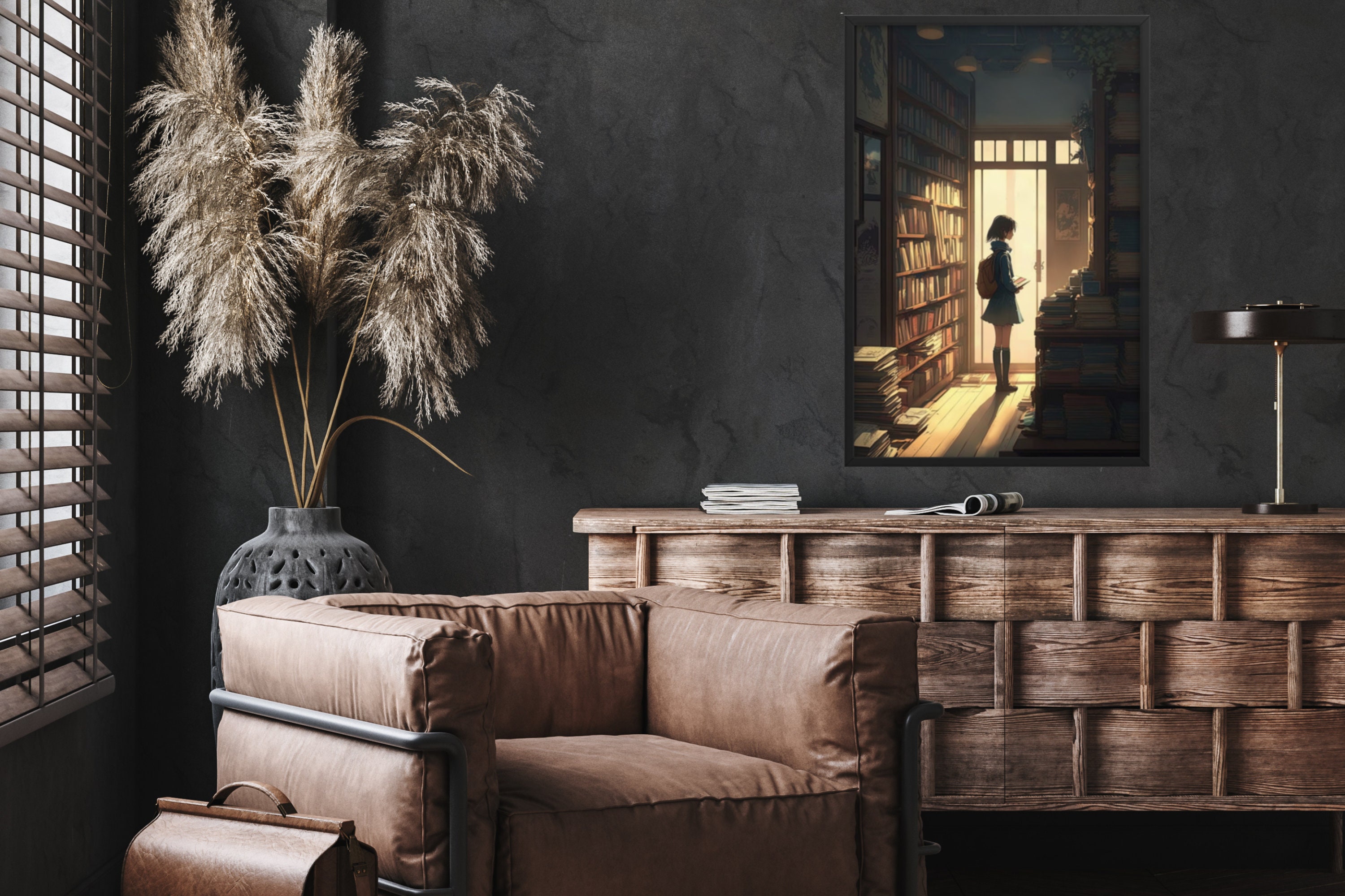 Anime Girl Reading Wall Art Library Poster Print Bookworm Artwork - Etsy