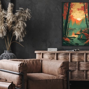 Vintage Camping Wall Art Retro Inspired Poster Print Nature Artwork - Etsy