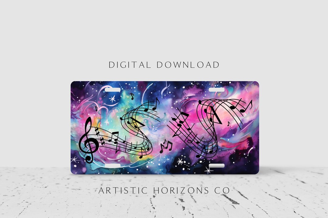 Music Galaxy License Plate Sublimation Design PNG Instant Download ...