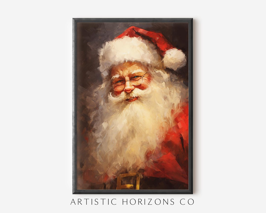 Santa Claus Wall Art Oil Painting Vintage Style Poster Print Father ...